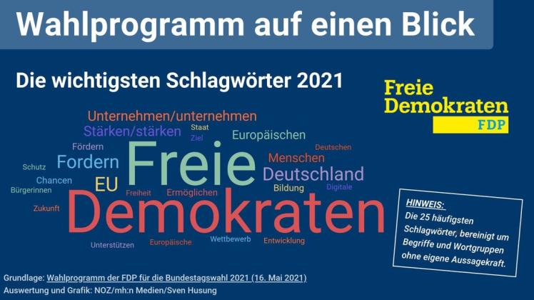 Infografik zur Bundestagswahl: Die Schlagwörter der FDP