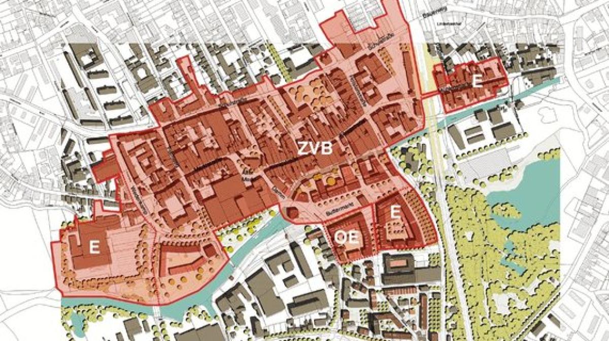 Der Plan zur Lage der Innenstadt