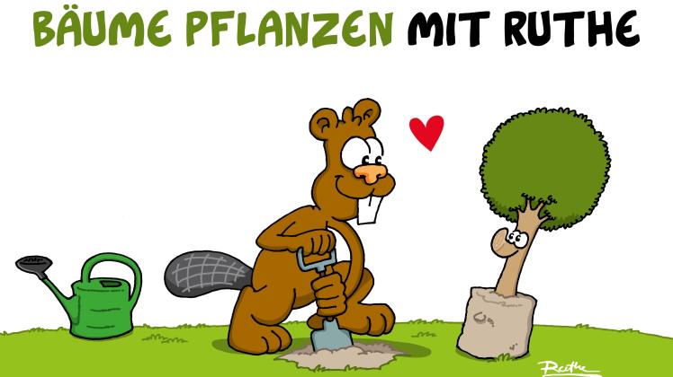 Cartoonist Ralph Ruthe unterstützt große Baumpflanzaktion in SH