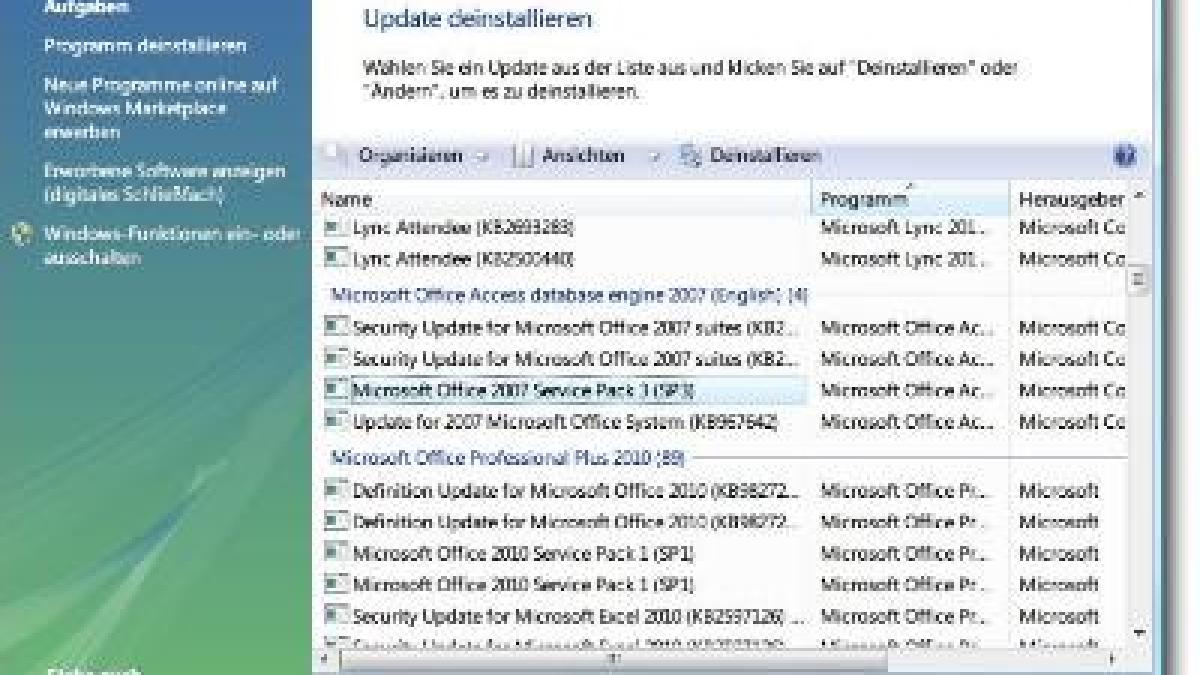 Welche Windows-Updates wurden eingespielt?
