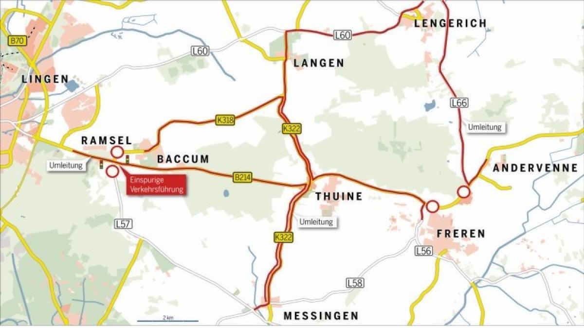 Ab Dienstag Baustelle auf B214 in Ramsel und bei