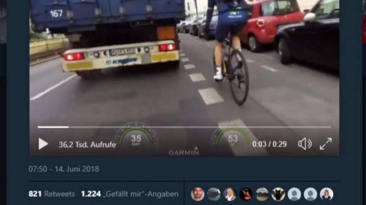 Im Video: Gefährliches Lkw-Manöver bringt Radfahrer in | NOZ