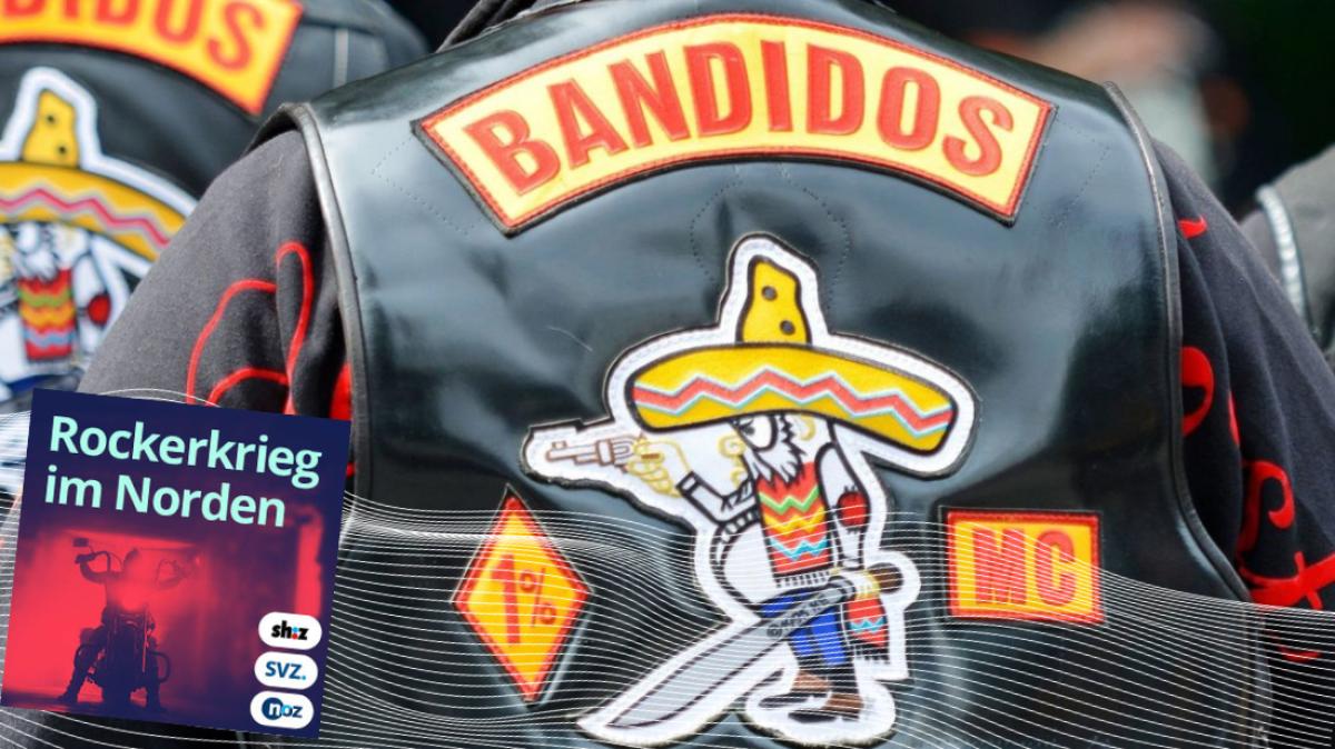 Die Rocker-Kutte zeigt unterschiedlichen Rocker-Badges.