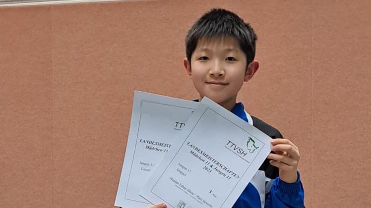 Huaian Ethan Zhou wird zweifacher Tischtennis-Landesmeister | SHZ
