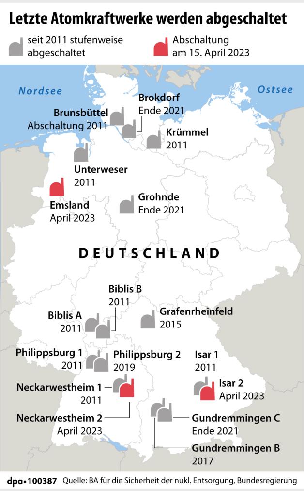 Welche Atomkraftwerke am 15. April 2023 abgeschaltet werden