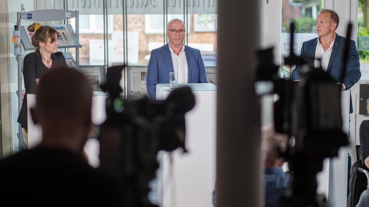 Husums Bürgermeisterkandidaten Horst Bauer und Martin Kindl