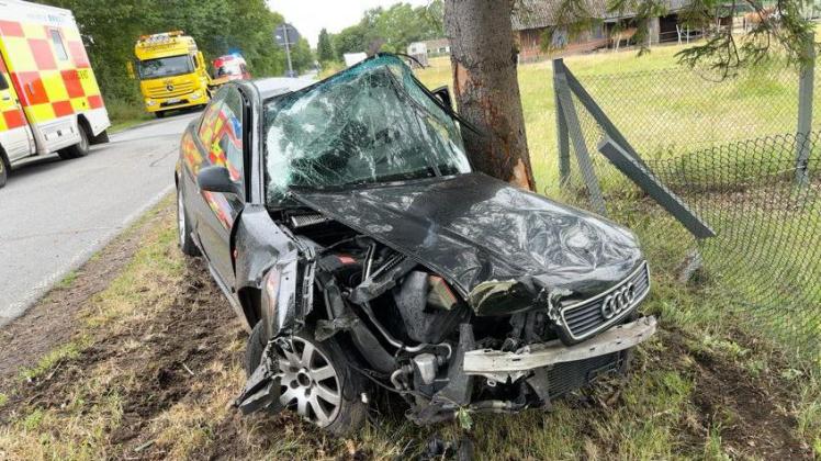 Überhöhte Geschwindigkeit: Auto rammt in Kellinghusen zwei Bäume Überhöhte Geschwindigkeit: Auto rammt in Kellinghusen zwei Bäume