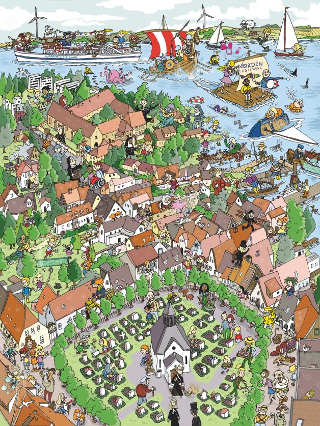 Karikaturist Jens Natter zeichnet Schleswig, Haithabu und Kappeln