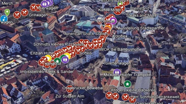 Interaktiver Lageplan mit Ständen: Karte Maiwoche 2024 Osnabrück