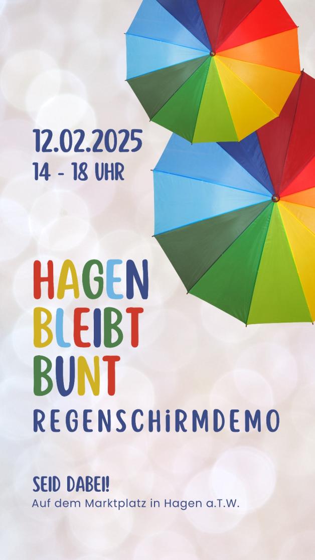 Regenschirmdemo gegen AfD am Mittwoch auf dem Marktplatz in Hagen