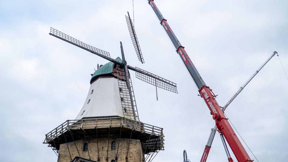 Sanierung der Mühle Amanda in Kappeln beginnt: Flügel demontiert