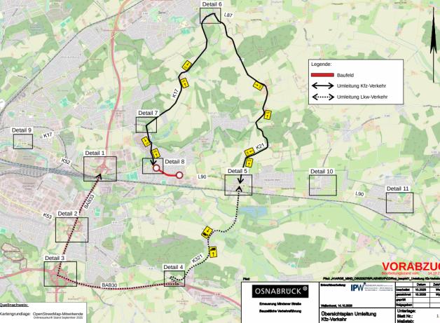Teil der Mindener Straße in Osnabrück für 20 Monate voll gesperrt