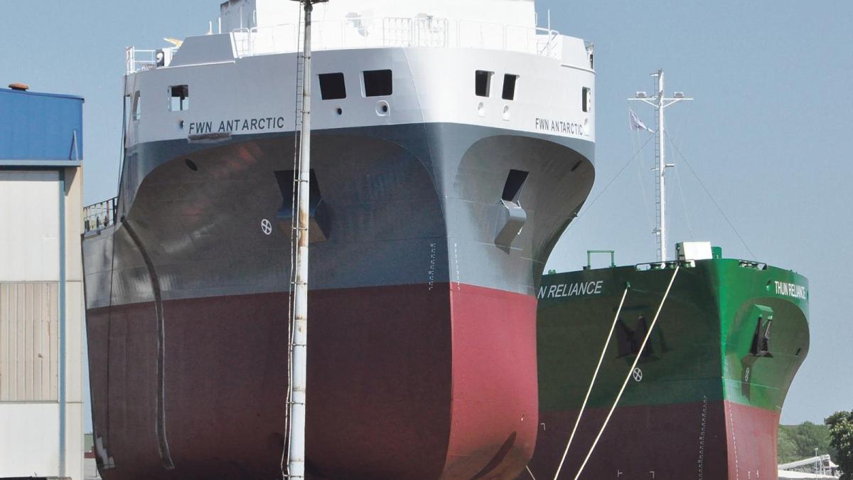 Der Bug des neuen Schiffes ist schon fertig