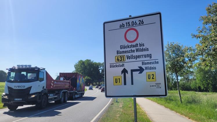 Großbaustelle B431 bei Glückstadt verschiebt sich um eine Woche